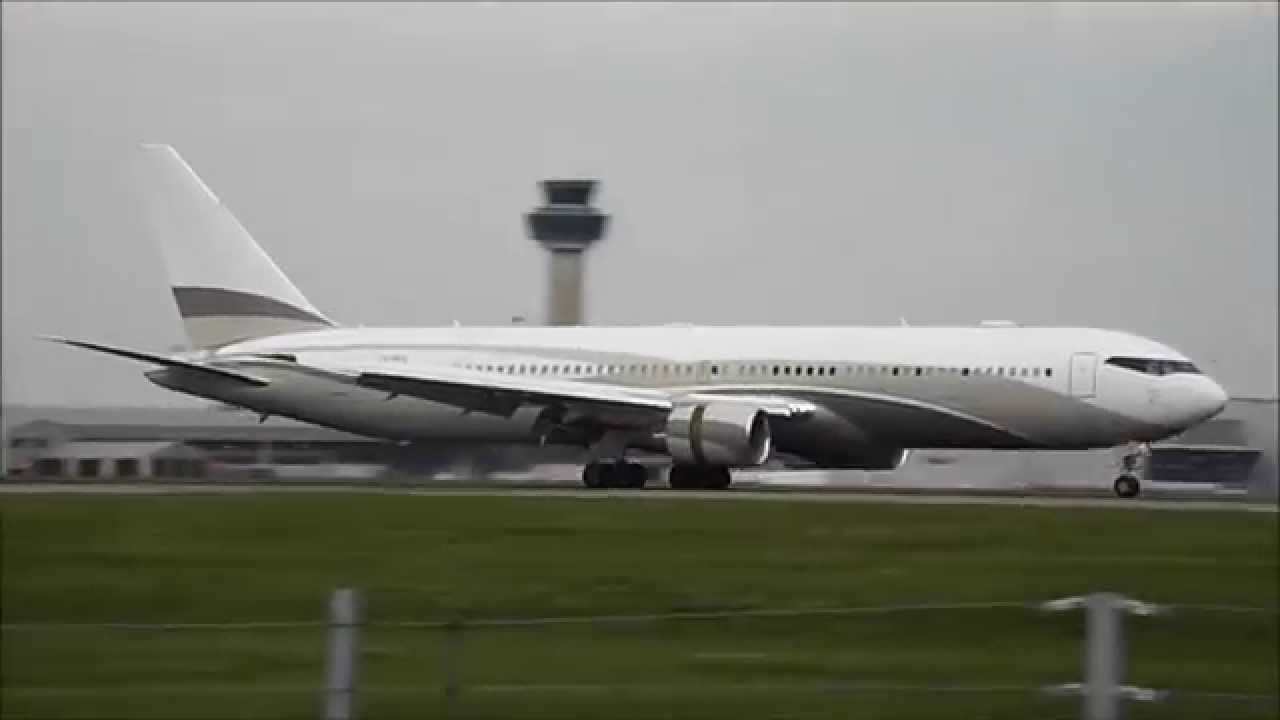 Boeing 767 'The Bandit' landing at London Stansted Airport 30 04 2014 ...