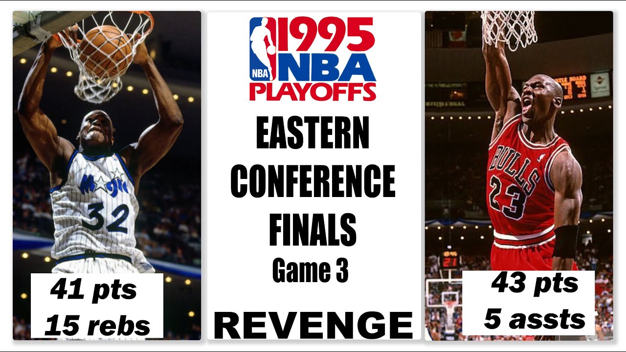 1995 Eastern Conference FINALS GAME 3 - SHAQ (43 pts) vs JORDAN (40 pts ...