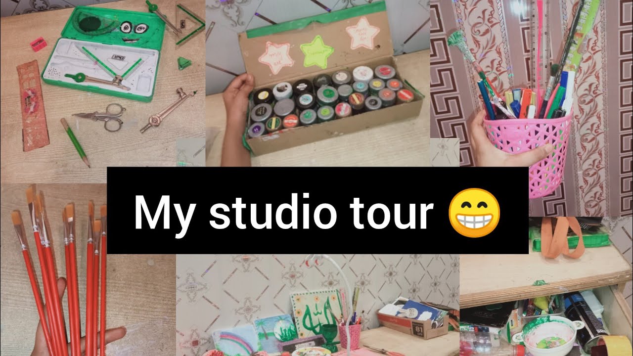 art studio tour |my art supplies|#viral#tour#art - YouTube