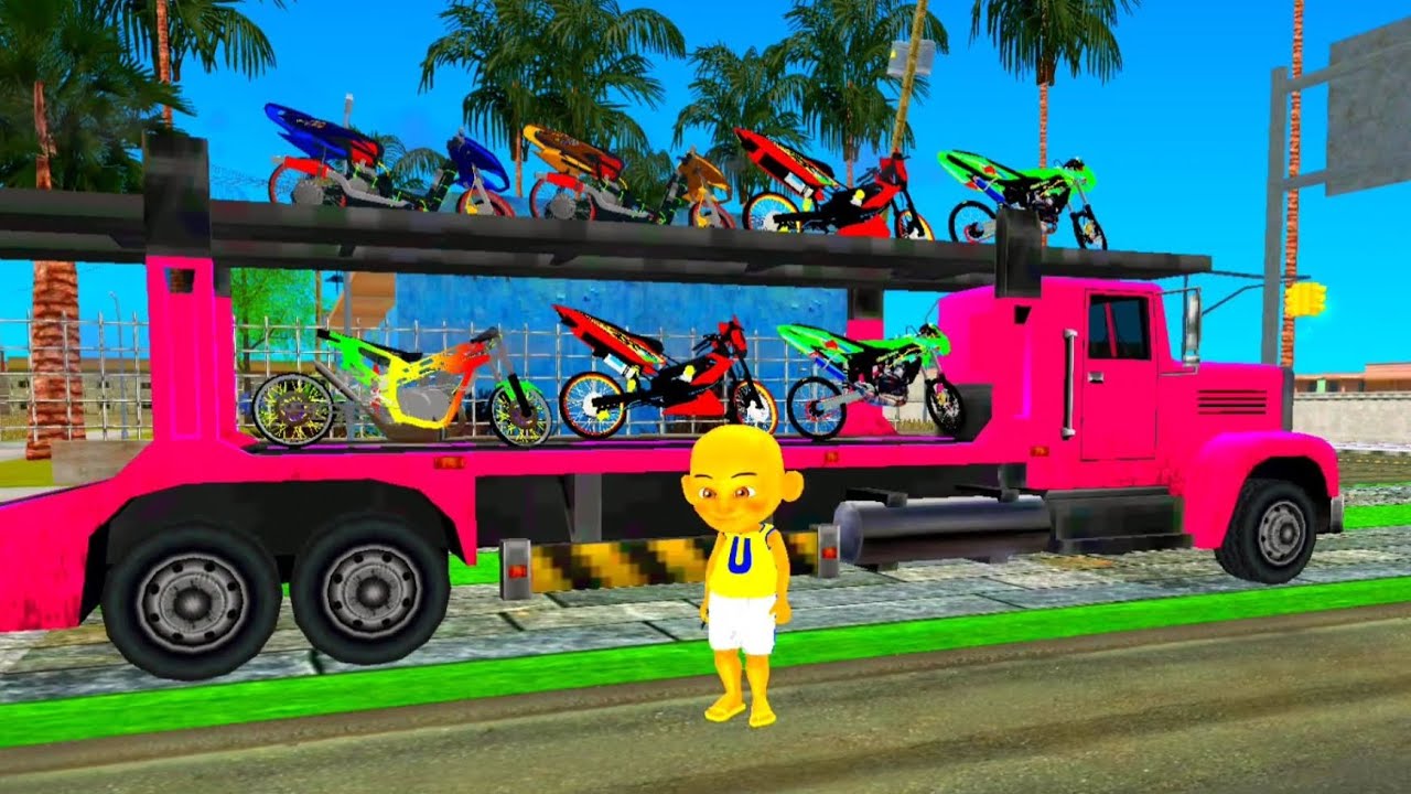 Upin muat banyak motor drag keatas mobil packer 🤭 Aoiga Game - YouTube