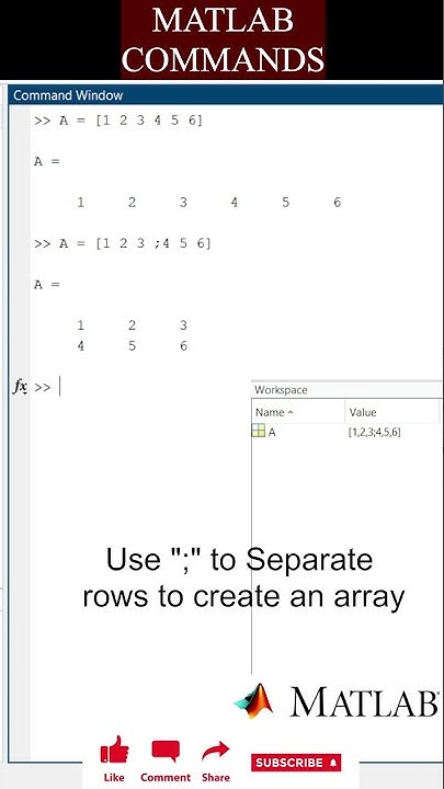 Shorts Matlabtutorials Use Operator To Separate Rows To Create An Array Command 2432