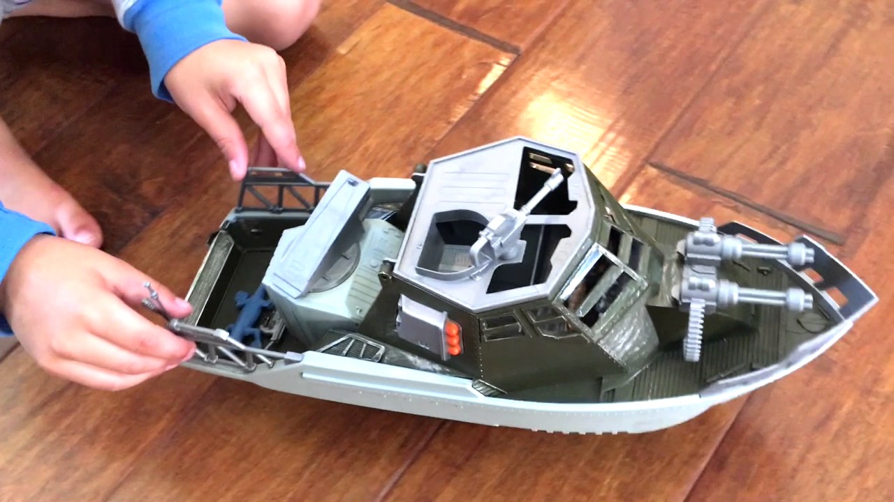 Kids Playing with Toy Boat With Guns: Toy Battleship Fun - Toy Boats ...