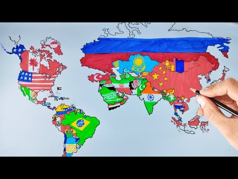 Drawing flag map of the world 🌍 All countries flag drawing #flags - YouTube