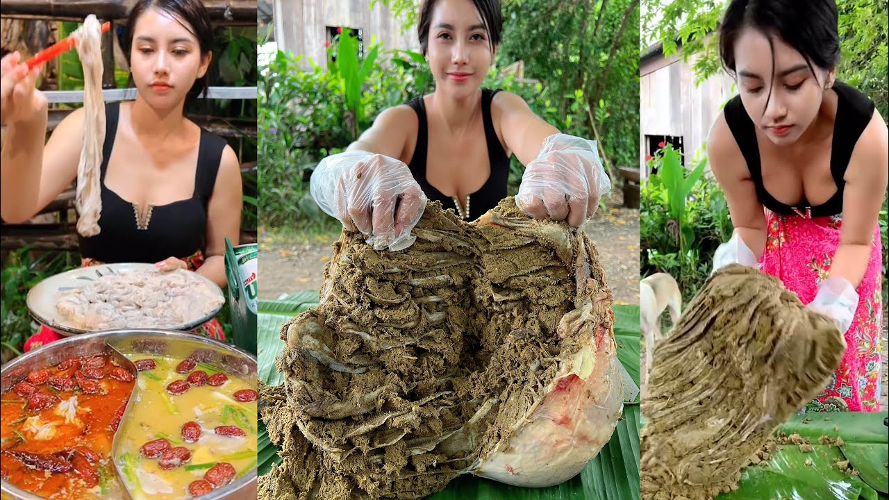 Intestine beef soup cook recipe and eat - YouTube