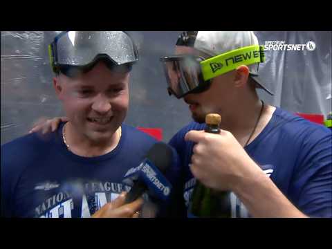Tarik Skubal with 'little brother' Blake Snell during Dodgers' NL West celebration