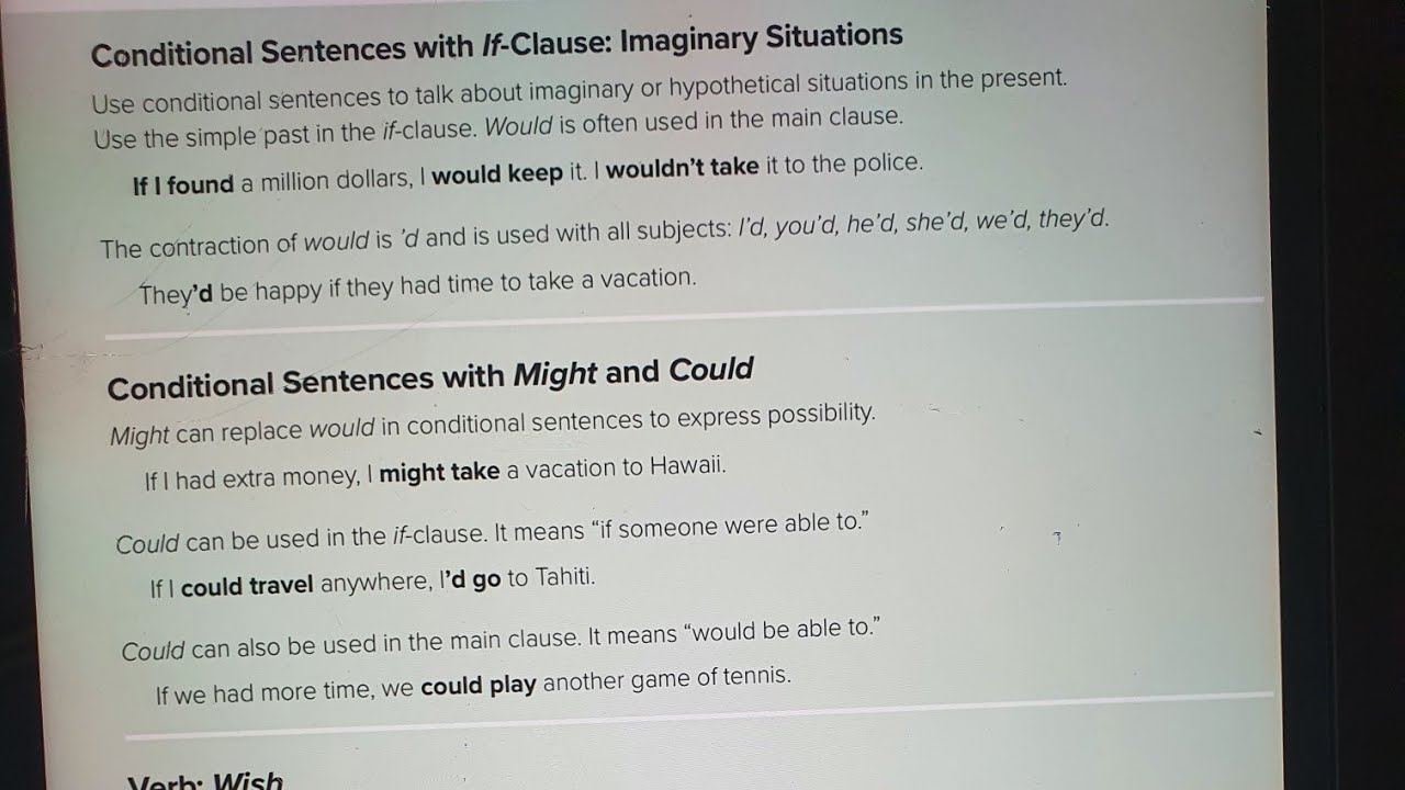 conditional sentences with if-clause :Imaginary situations.اولى ثانوي الفصل الثاني - YouTube