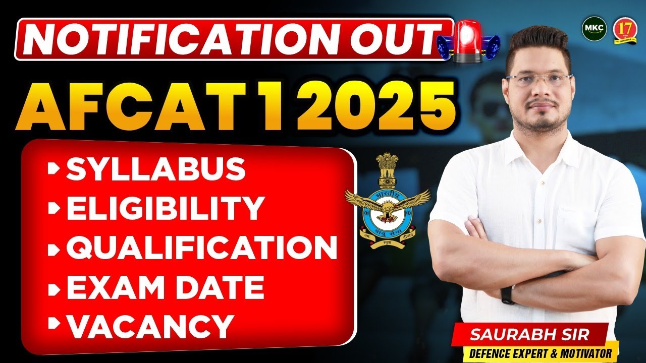 AFCAT 1 2025 Complete Notification Out | AFCAT Syllabus | Age | Exam Pattern | Eligibility | MKC ...