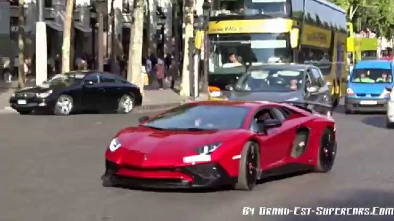 Qatar Lamborghini Aventador SV in Paris - YouTube
