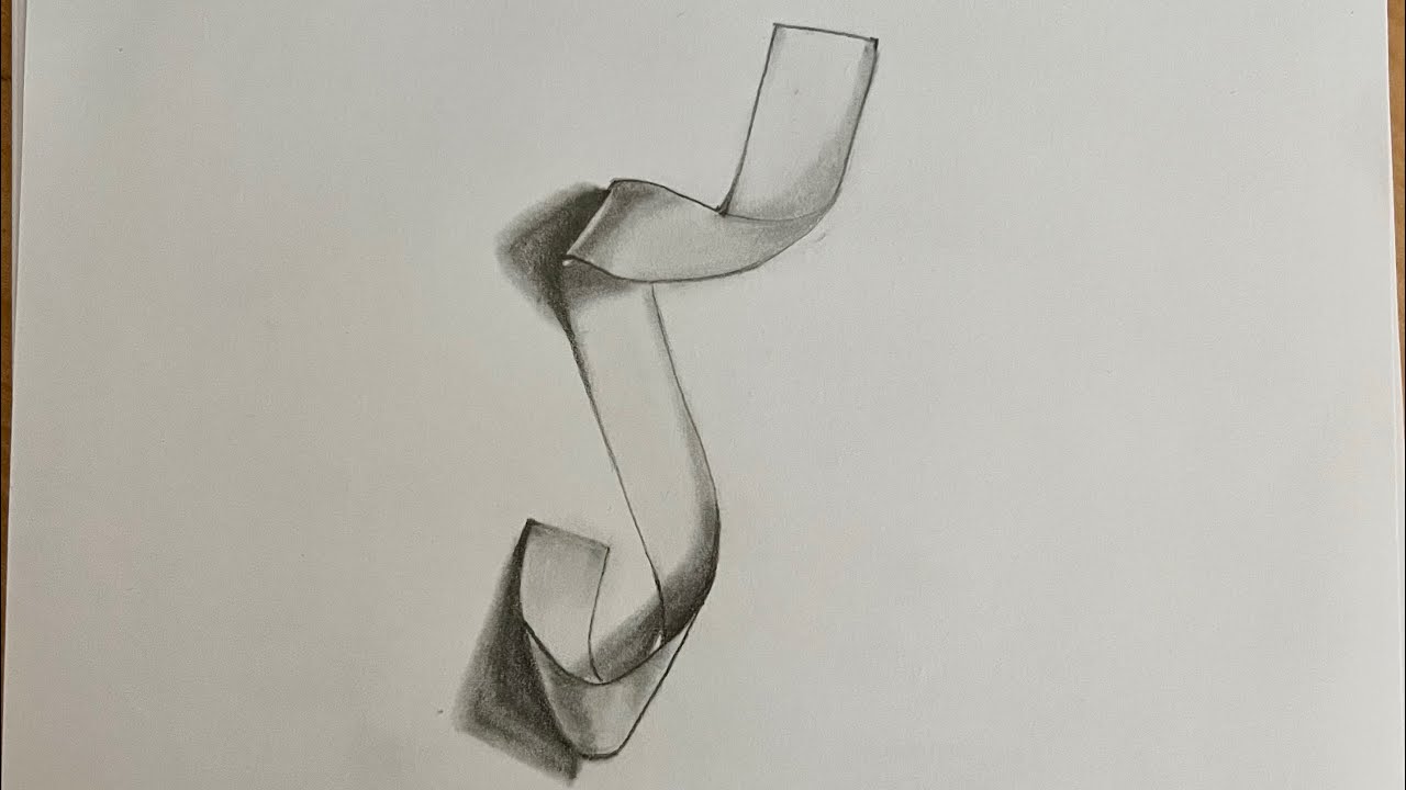 How to Draw a 3D Twisted paper Ribbon – Optical Illusion Art - YouTube