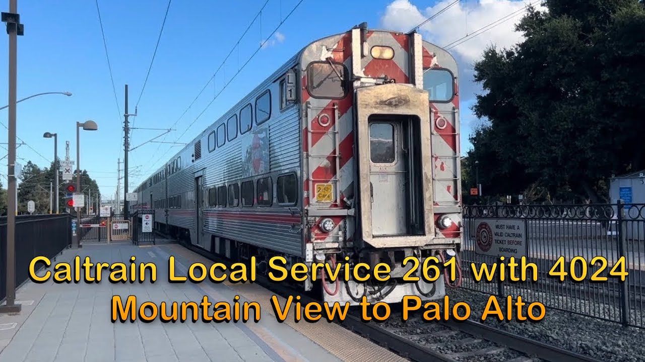 Caltrain Gallery Set in Local Service 261 w/ Cab Car 4024 & F40PH-3C ...