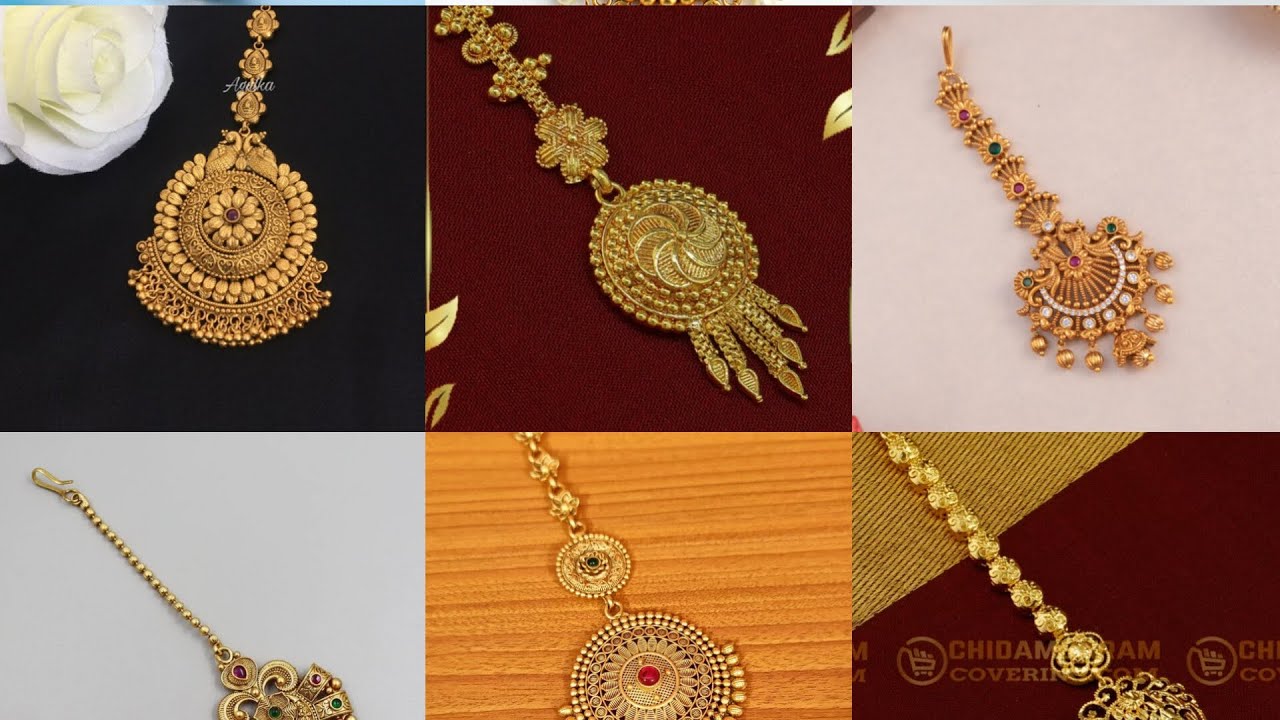 new modern gold maang tikka designs ||😍 beautiful gold maang tikka ...
