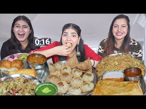30 Seconds Street Food Eating Challenge | Golgappa, Chowmein, Samosa, Pav Bhaji, Dosa, Biryani,Tikki