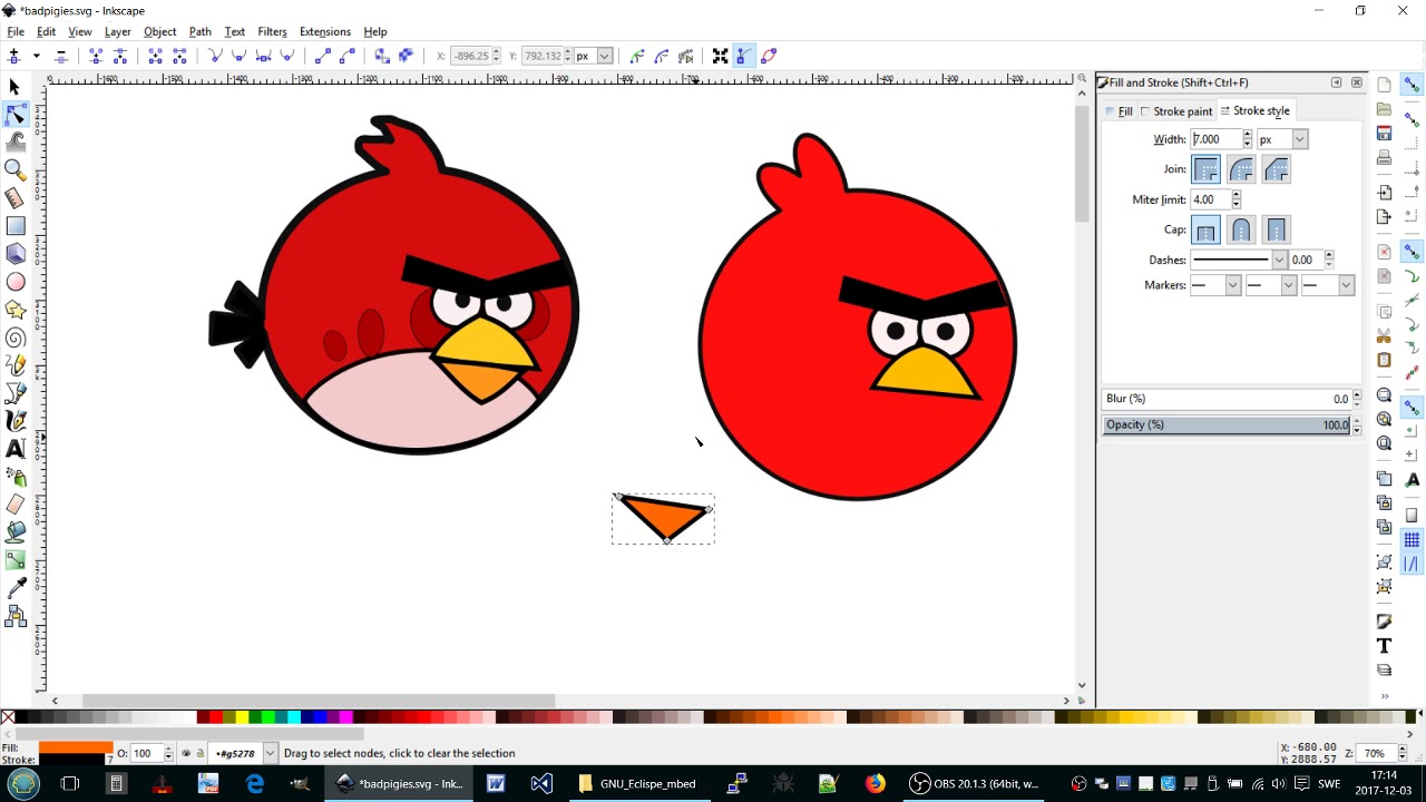 Inkscape tutorial 2 - Angrybirds Red bird - YouTube