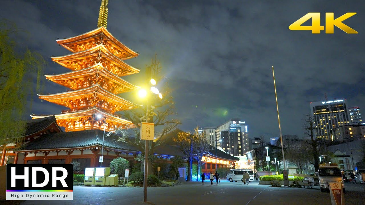 【4K HDR】Tokyo Night Walk - Asakusa - YouTube