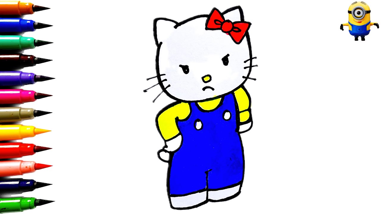Angry Hello Kitty Drawing, Colouring and Painting for Kids | Hello ...