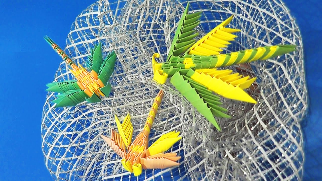 How to make a paper dragonfly 3d origami (modular origami) video lesson ...
