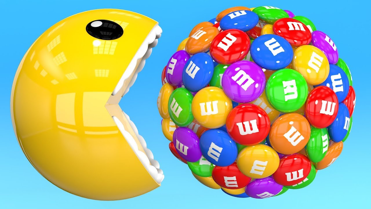Learning Colors with 3D Pacman M&M Lollipop for Kids Children | Learn ...