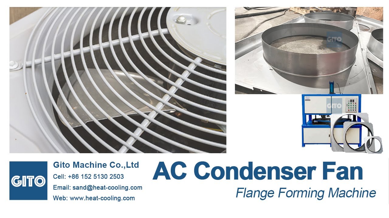 AC Condenser Exhaust Fan Panel Flanging Machine, Bell Mouth Spinning ...