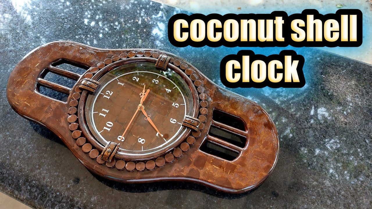 how to make coconut shell clock /coconut shell craft// hand made craft ...