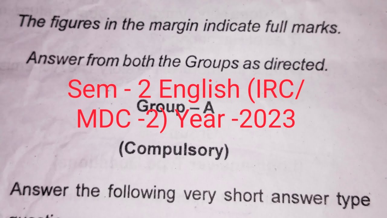 Sem -2 English (IRC/MDC-2) Year -2023 VBU - YouTube