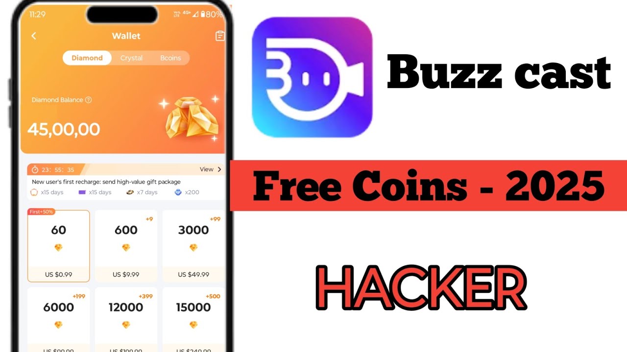 buzzcast free coins - buzzcast free diamond - buzzcast app kaise use ...