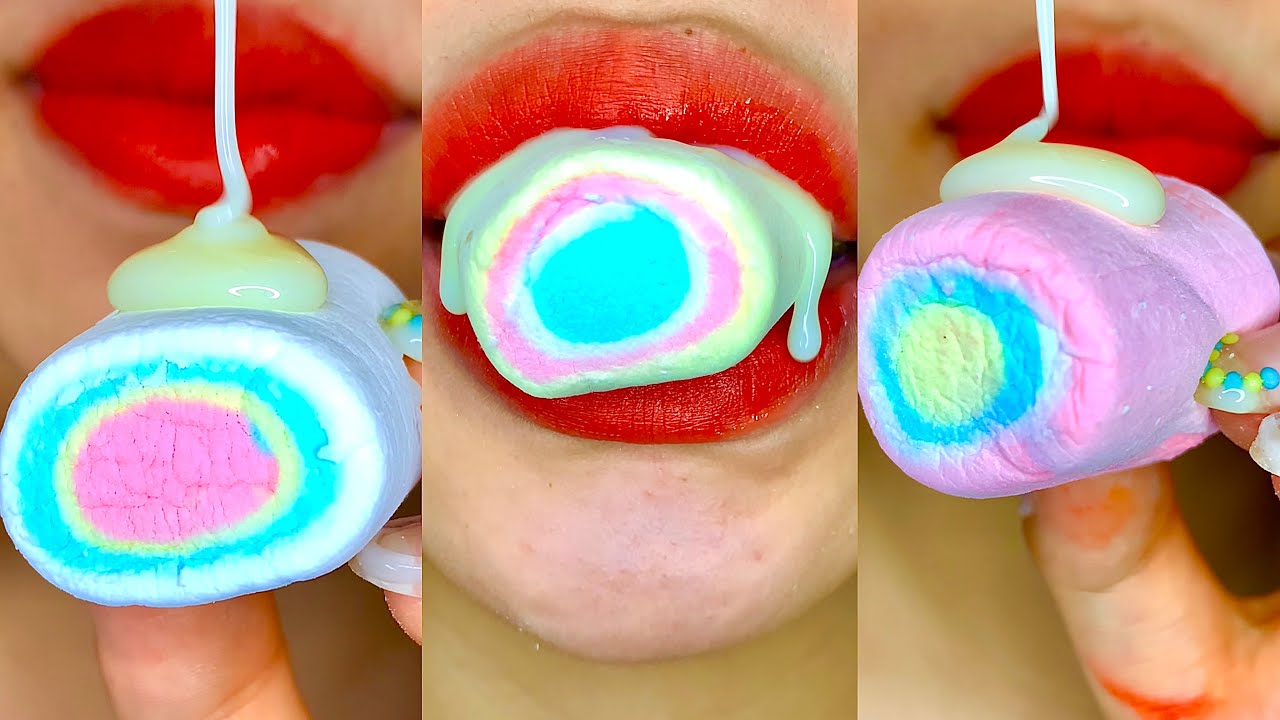 asmr CONDENSED MILK MARSHMELLO eating sounds - YouTube