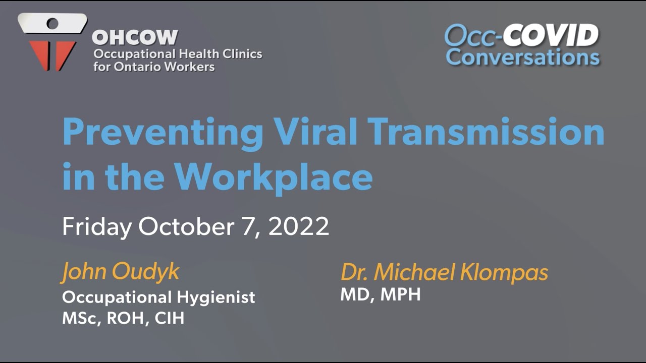 Occ-Covid Conversations: Preventing Viral Transmission in the Workplace ...