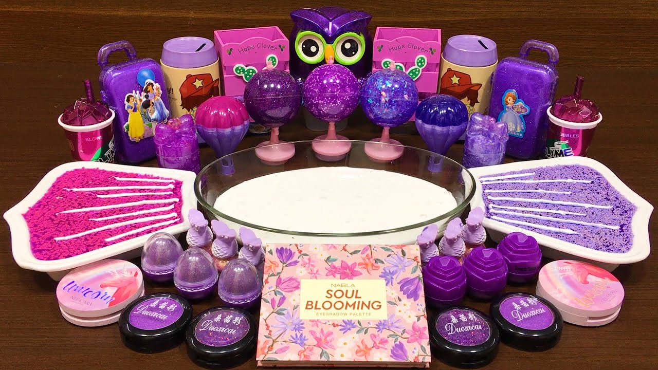 PURPLE Slime ! Mixing Random Things into Glossy Slime ! Satisfying ...