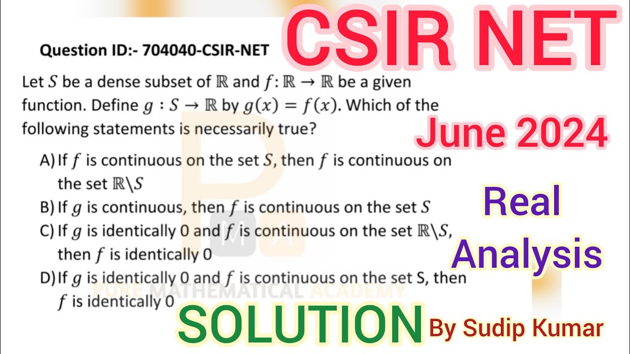 Csir Net June 2024 Math Solution Csir Net June 2024 Real Analysis Solution Part B Qid