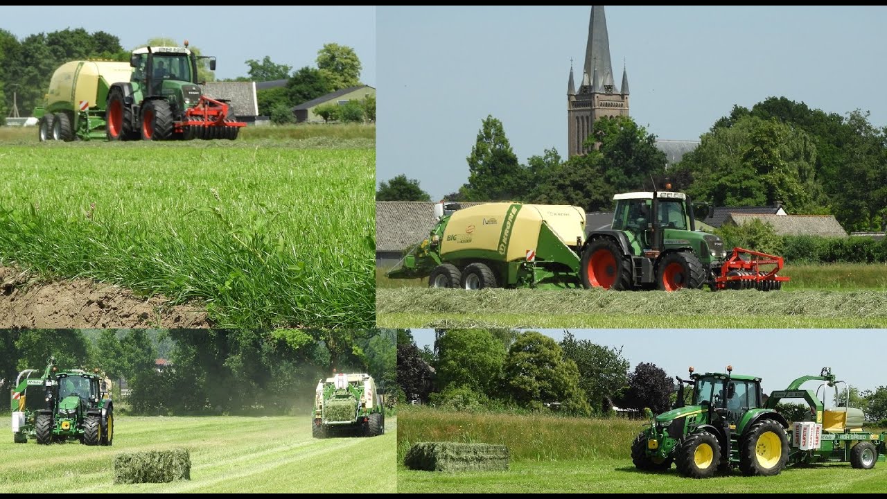 JWD Markvoort perst vierkante balen met nieuwe Krone Big Pack 1270 ...