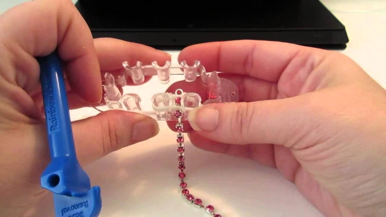 Rainbow Loom Strass Link Bracelet Tutorial/How to - YouTube