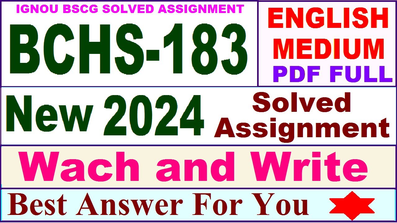 BCHS 183 solved assignment 2024 in English / bchs 183 solved assignment 2023-24 / bchs-183 2024 ...