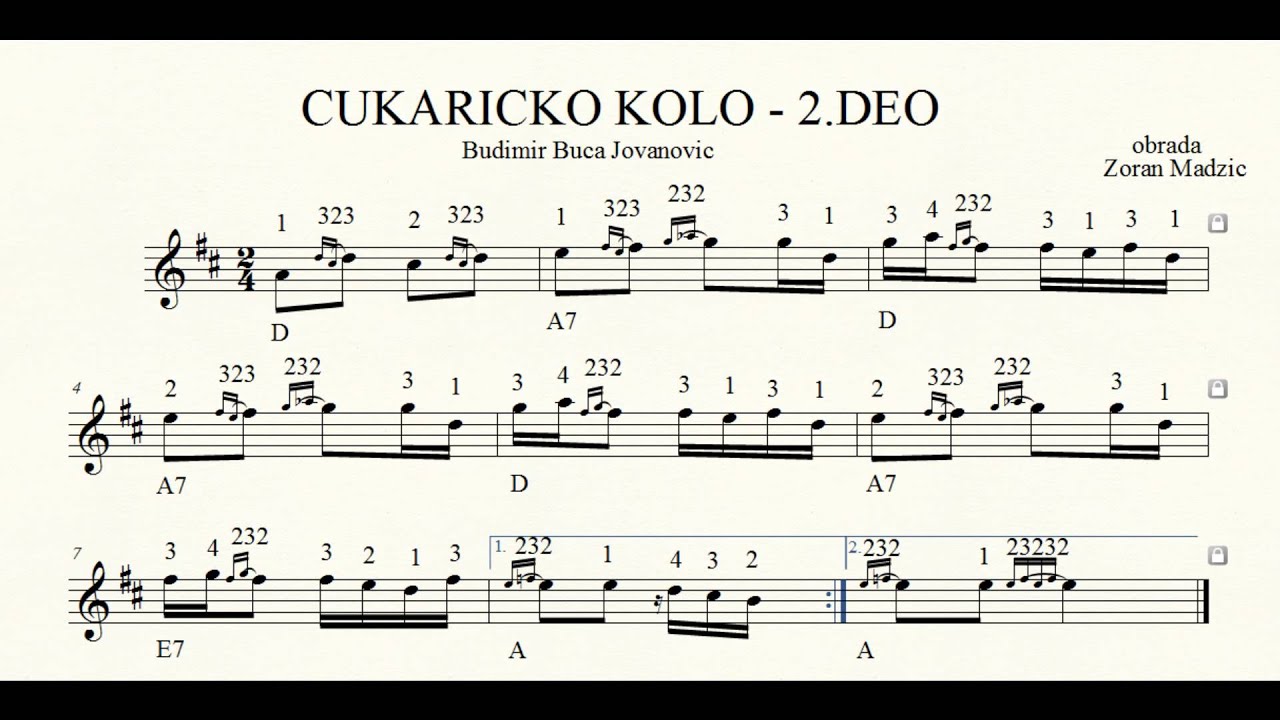Cukaricko kolo - note za harmoniku (zapis Zoran Madzic) - YouTube