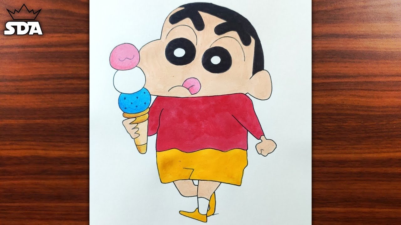 Shinchan Eating Ice Cream 🍦 Drawing | Cutest shin-chan Vibes Art - YouTube