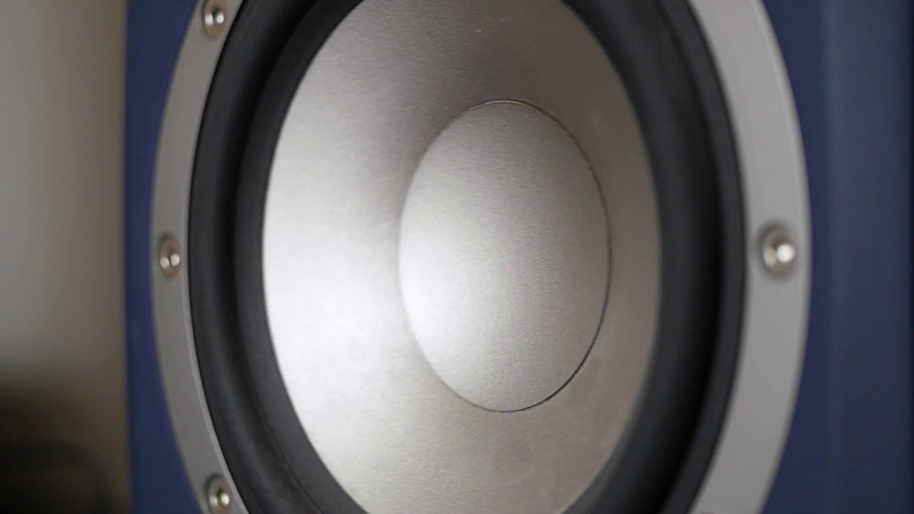 Closeup at loudspeaker, moving sub-woofer in slow motion. Free HD video ...