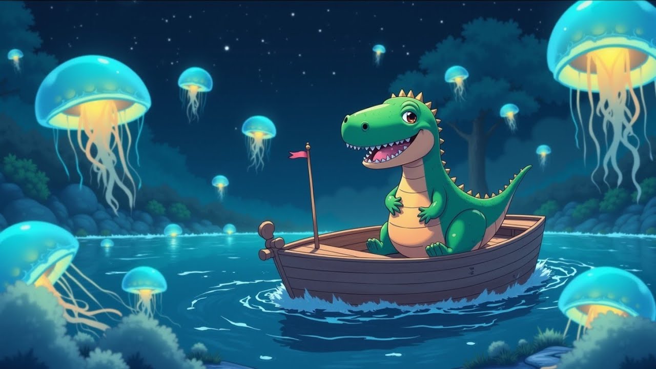 Floating Dino on Jellyfish Lake Night 🌿 Chill Lofi Hip Hop Beats for Study & Sleep 🌿 Calm Relax ...