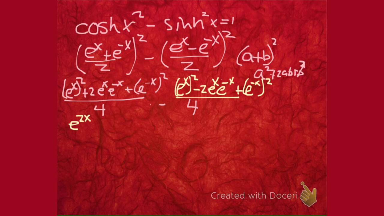 Proof of hyperbolic identity calculus - YouTube