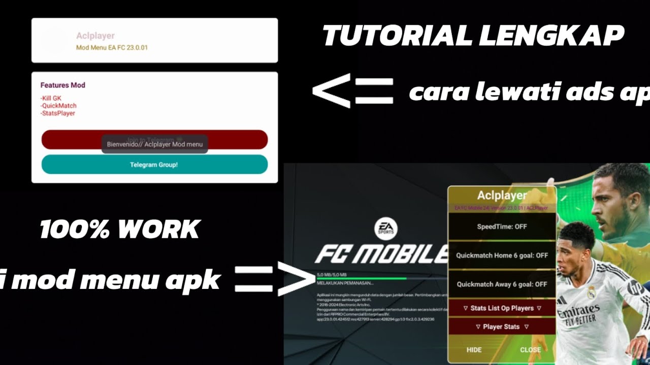 TUTORIAL CARA PEMASANGAN FC MOBILE MOD MENU APK ACLPLAYER -100% WORK ...