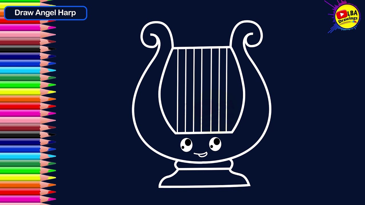 How To Draw Harp - YouTube