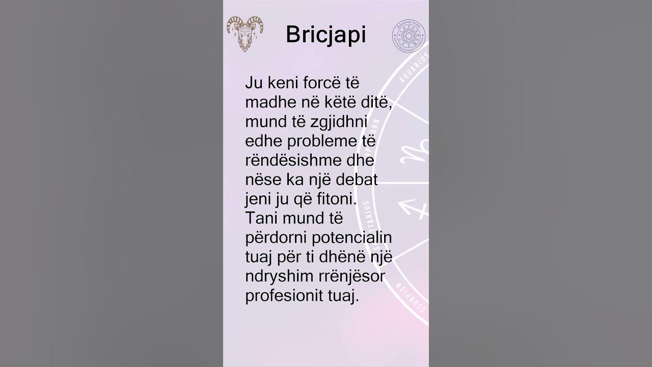 Bricjapi: horoskopi i se e hënë 19 Gusht 2024 #short - YouTube