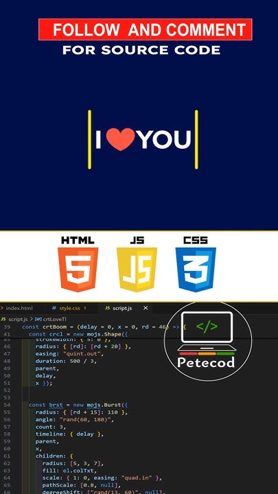 Make I Love You animation By css html js - YouTube