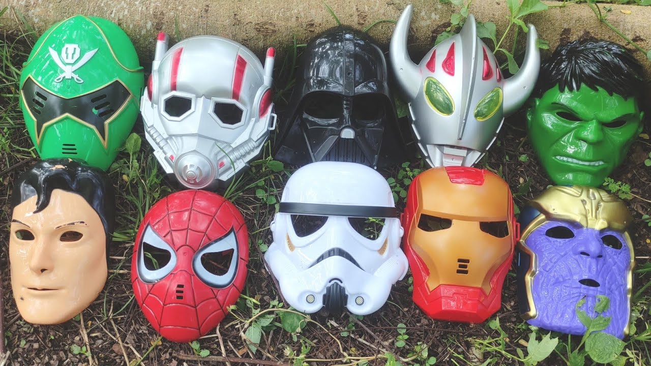 Various Marvel Avengers Superhero masks, Spider-man, Superman, Thanos ...