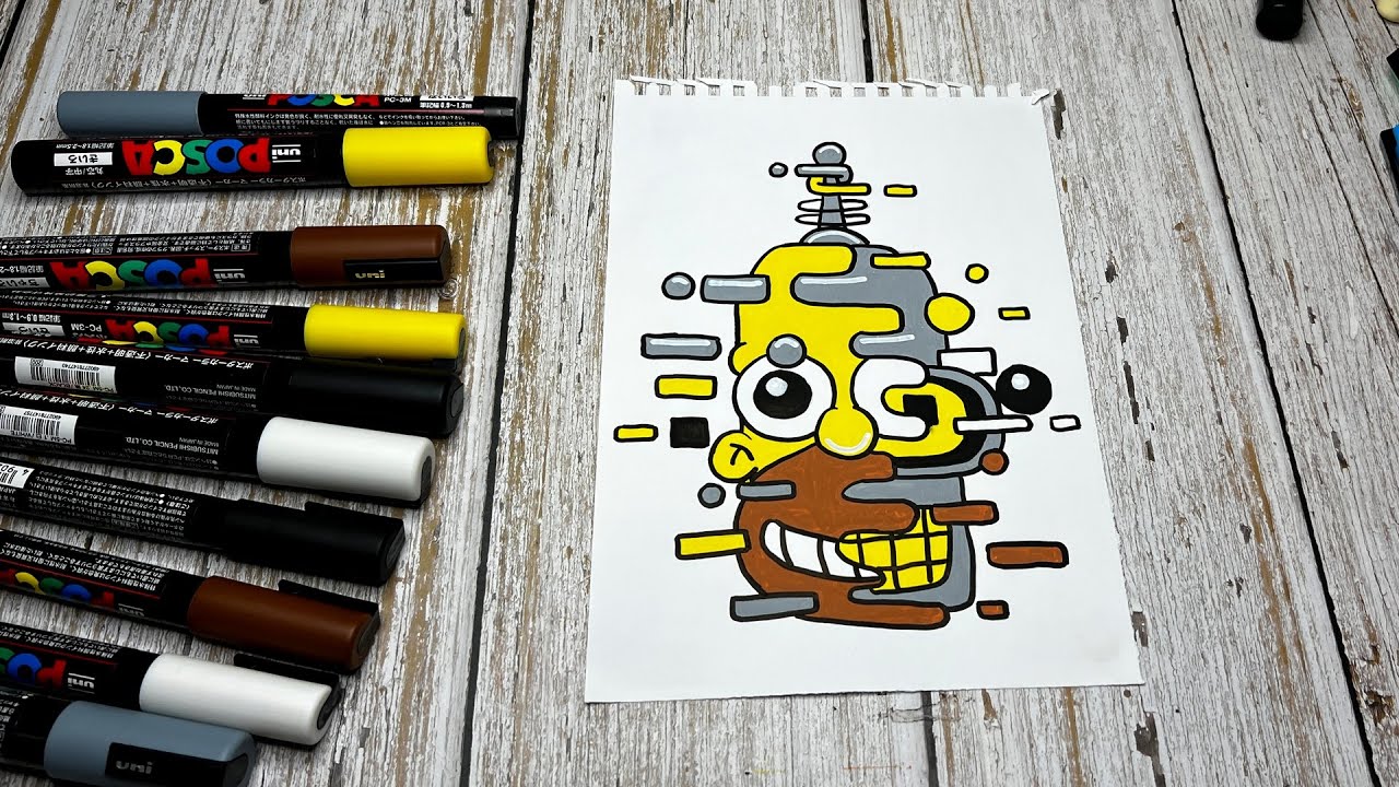 Homer Simpson & Bender Drawing with Posca Markers! Fusion effect! - YouTube