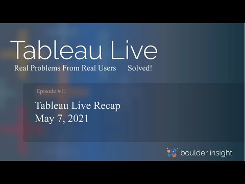 Tableau Live May 2021 Episode 11 - YouTube
