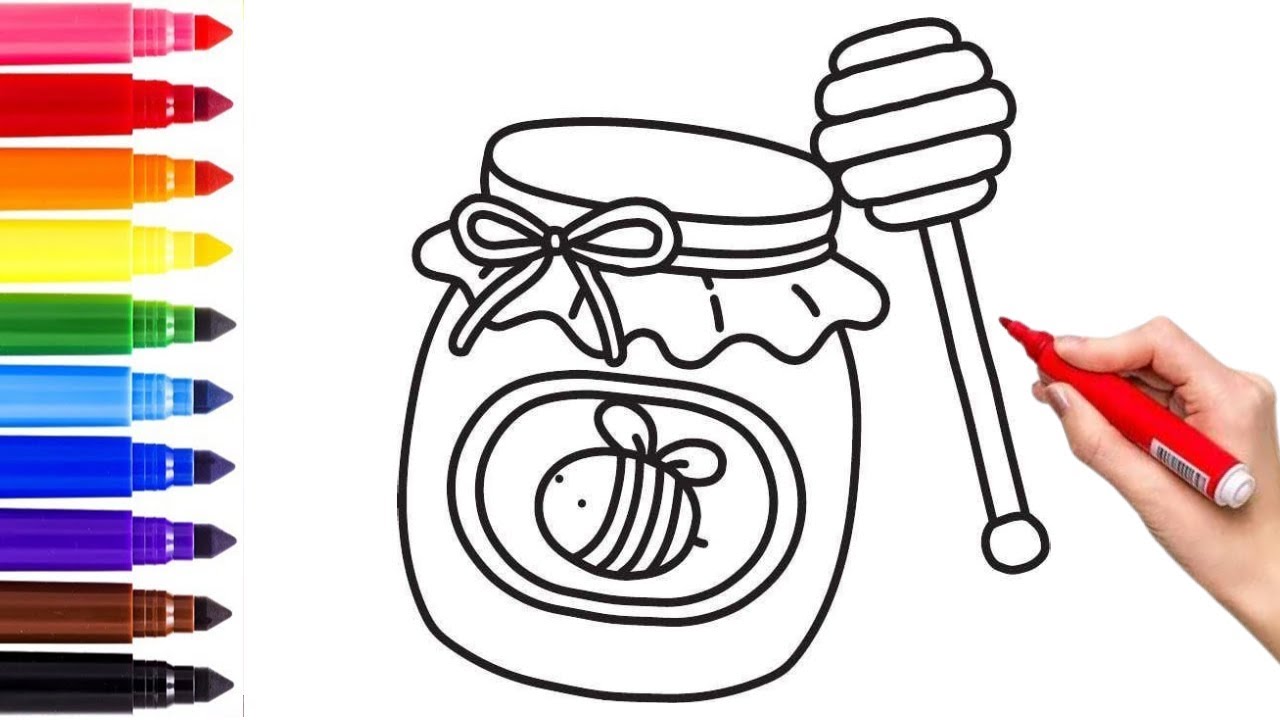 Menggambar Madu yang Mudah dan Lucu | Drawing Honey Step by Step 🍯 ...