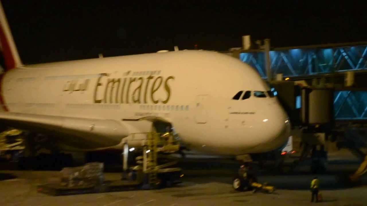 Emirates Airbus a380 at beijing airport,china - YouTube