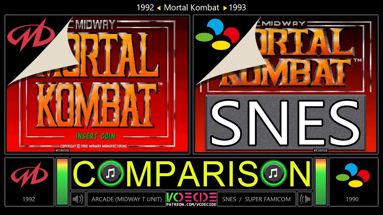 Mortal Kombat 1 (Arcade vs SNES) Side by Side Comparison - Dual ...