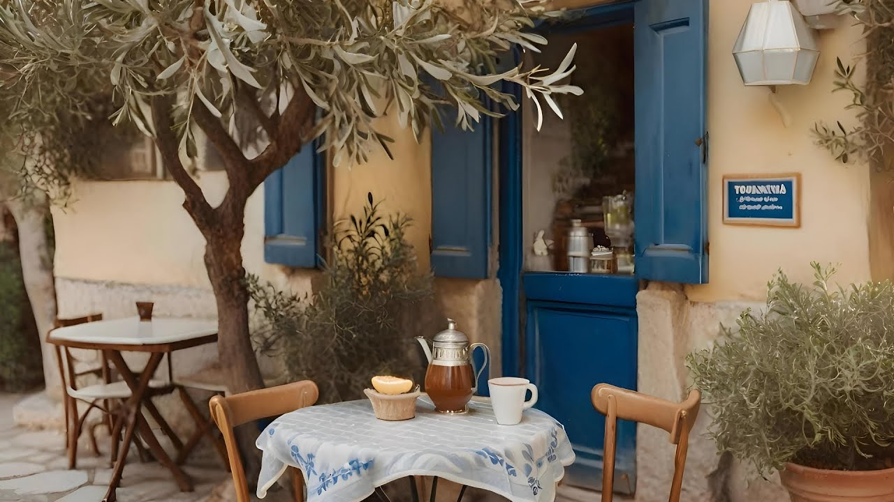 Traditional Greek Cafe Ambiance | Chai Tea & Sunny Vibes | Relaxing ...