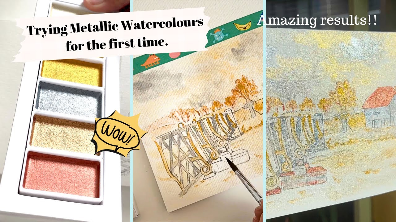 I tried CHEAP METALLIC WATERCOLOURS for the first time I Results were ...