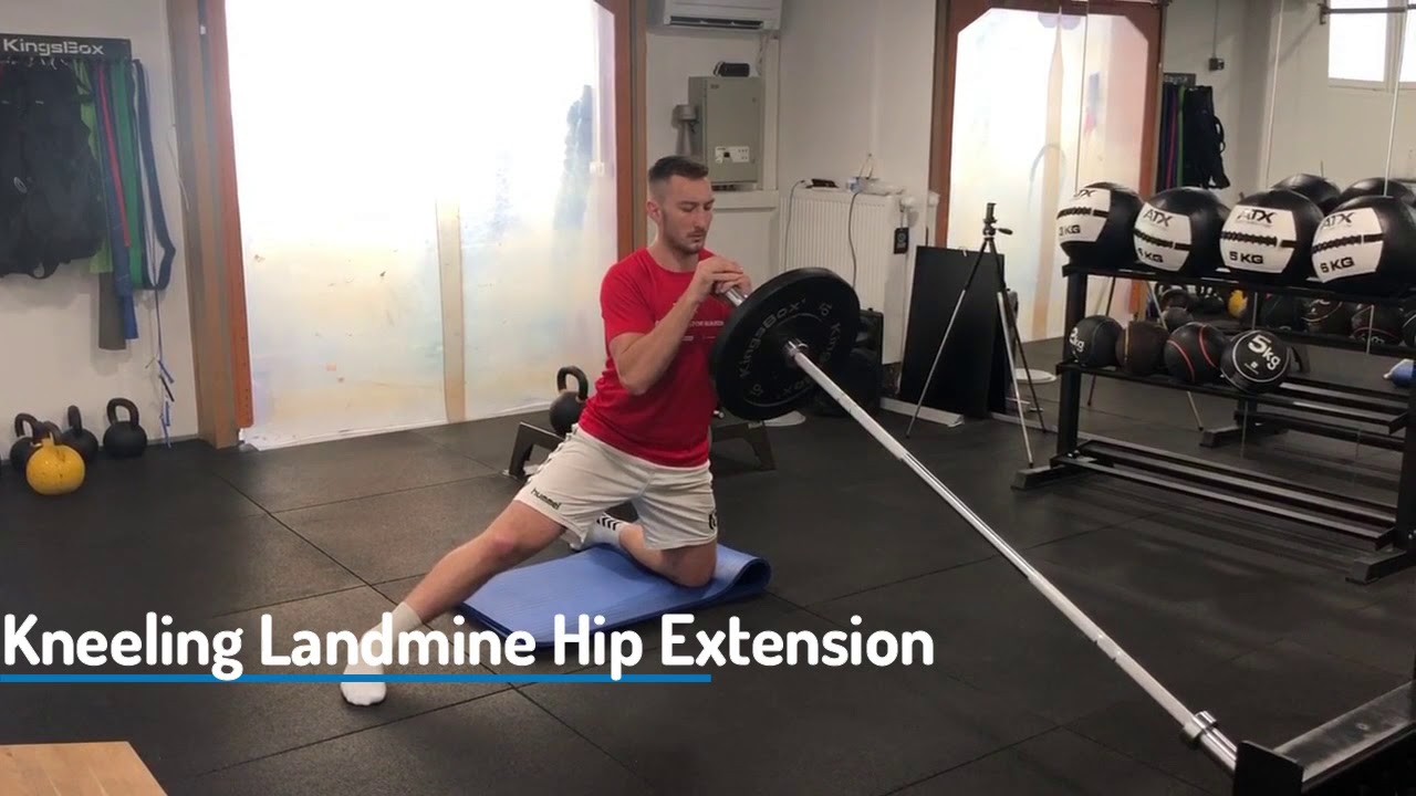Landmine Kneeling Hip Extension - YouTube